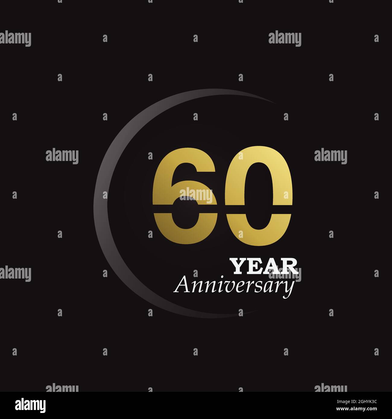 60 Year Anniversary Logo Vector Template Design Illustration gold and ...