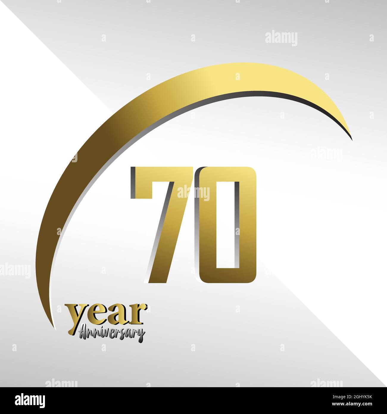 70 Year Anniversary Logo Vector Template Design Illustration gold and ...