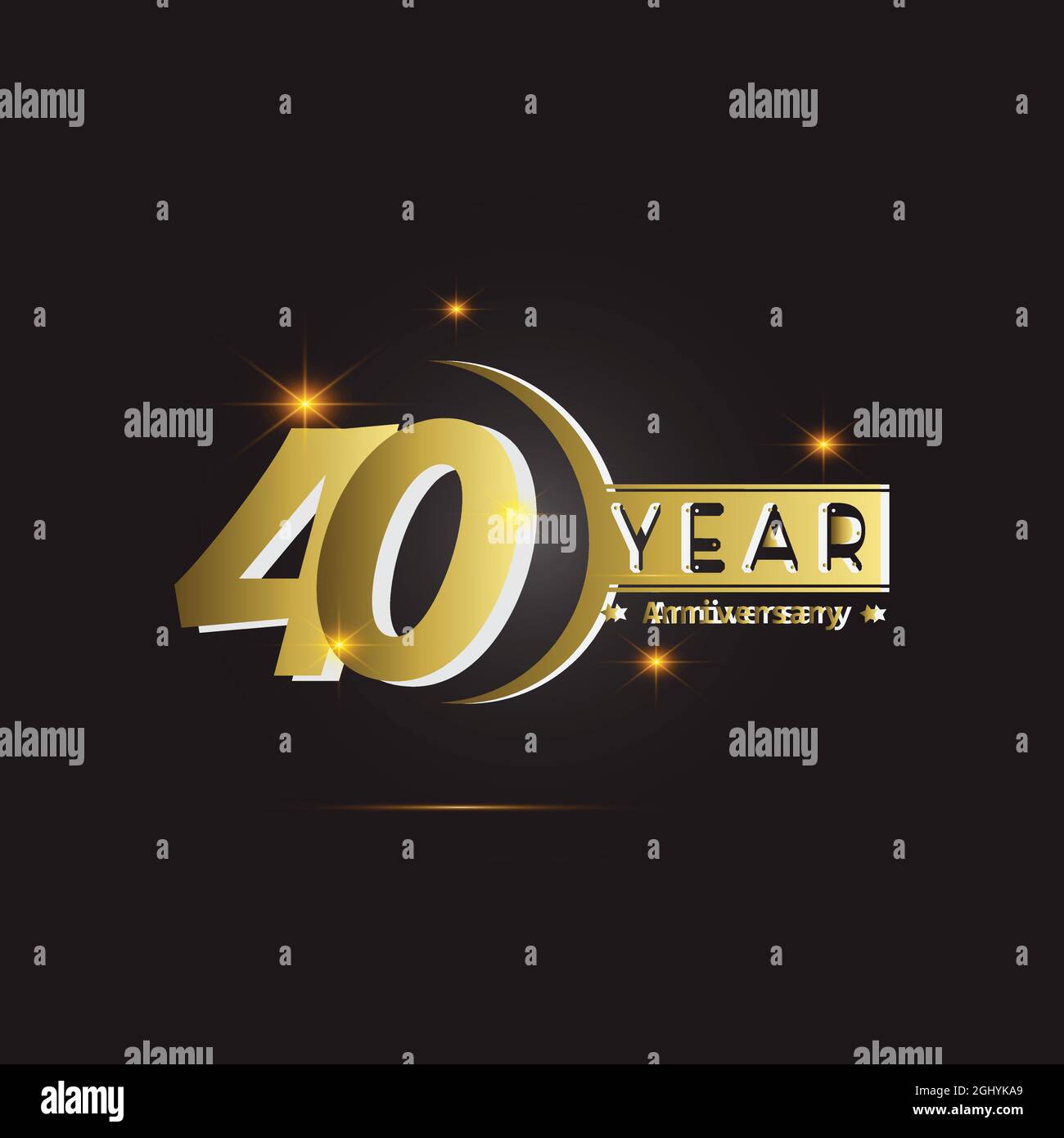 40 Year Anniversary Logo Vector Template Design Illustration gold and ...
