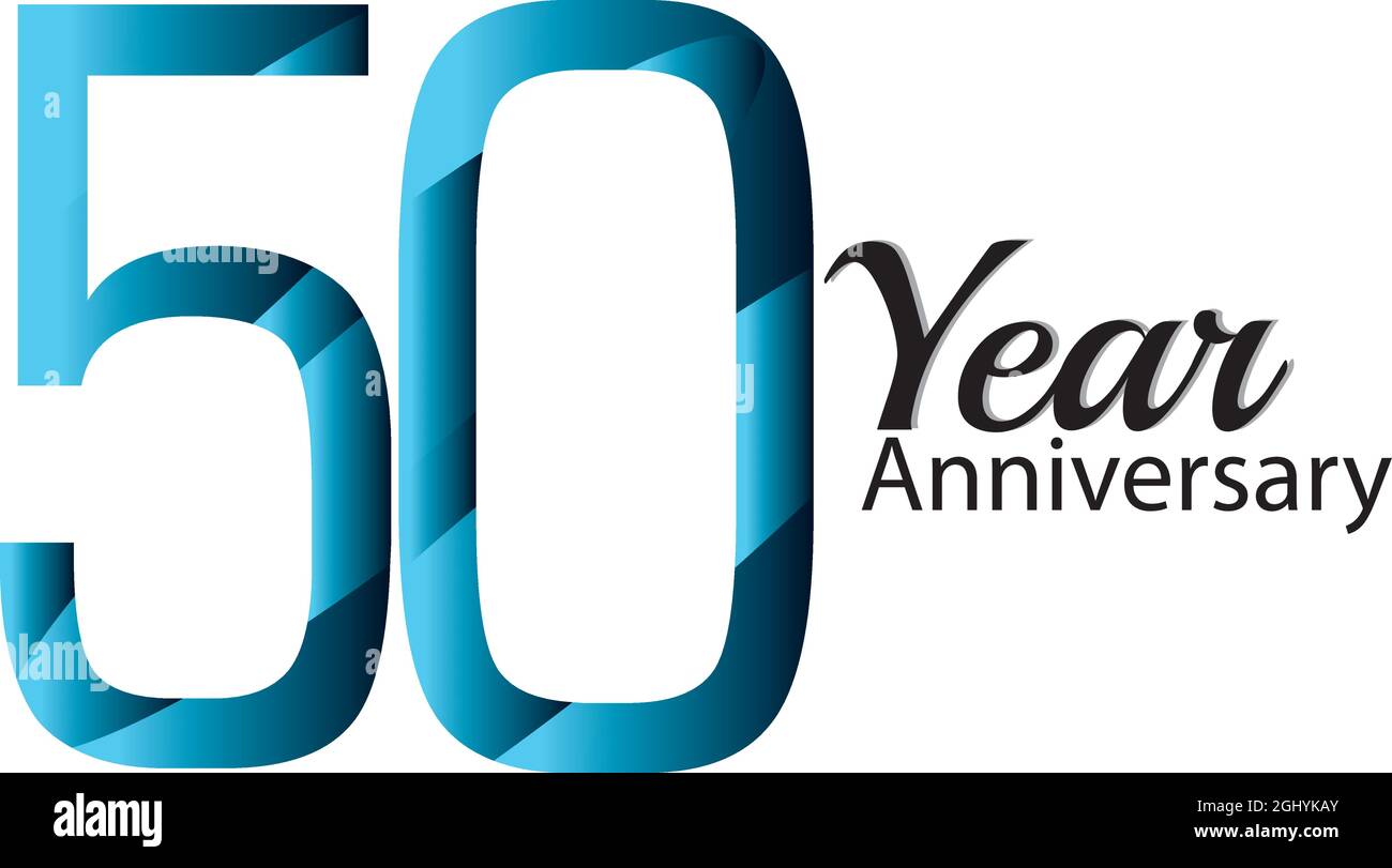 50 Year Anniversary Logo Vector Template Design Illustration blue and ...