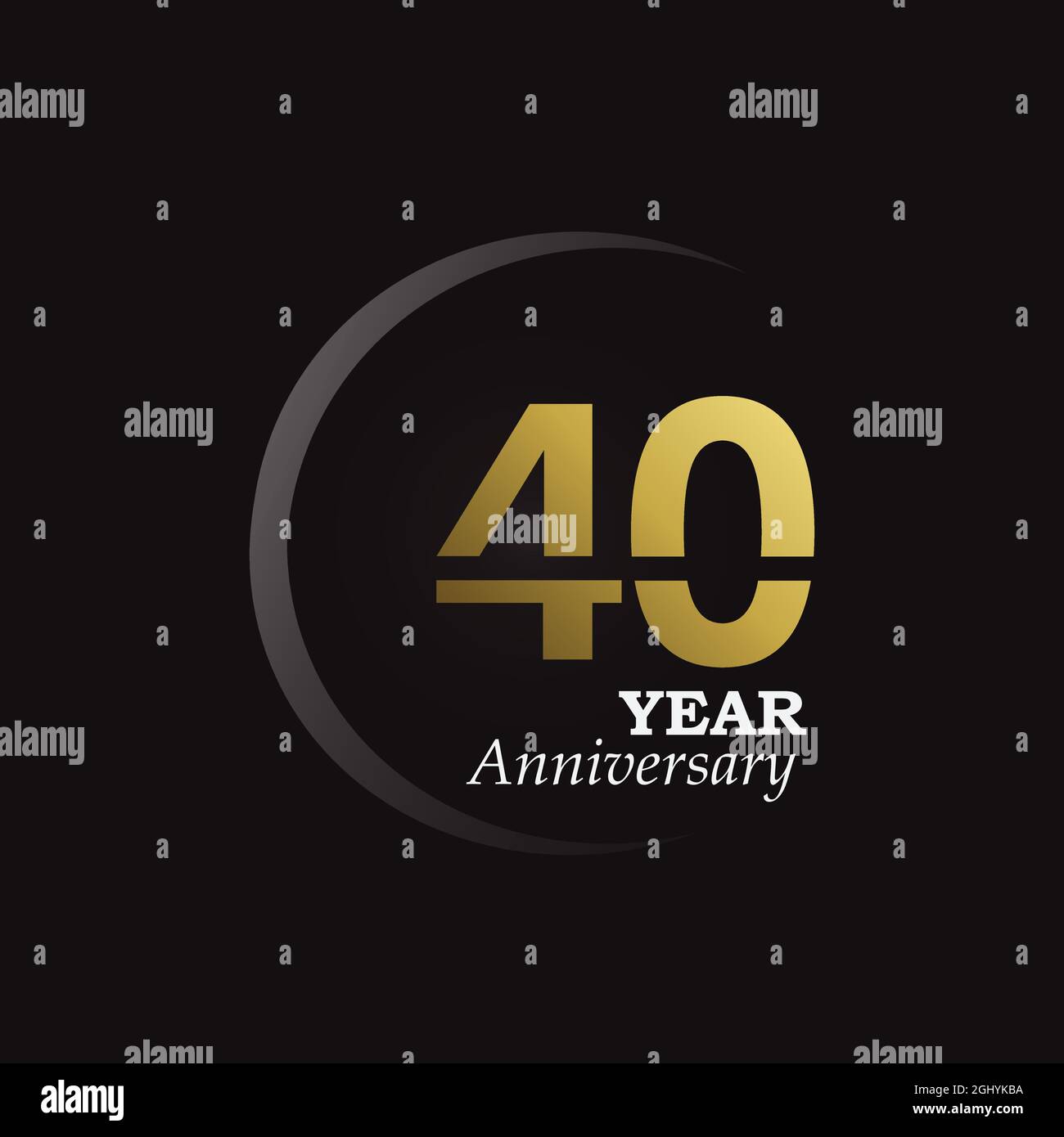 40 Year Anniversary Logo Vector Template Design Illustration gold and ...