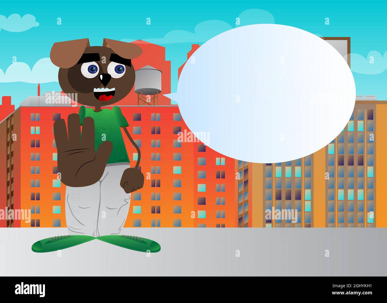 Funny cartoon dog showing deny or refuse hand gesture. Vector ...