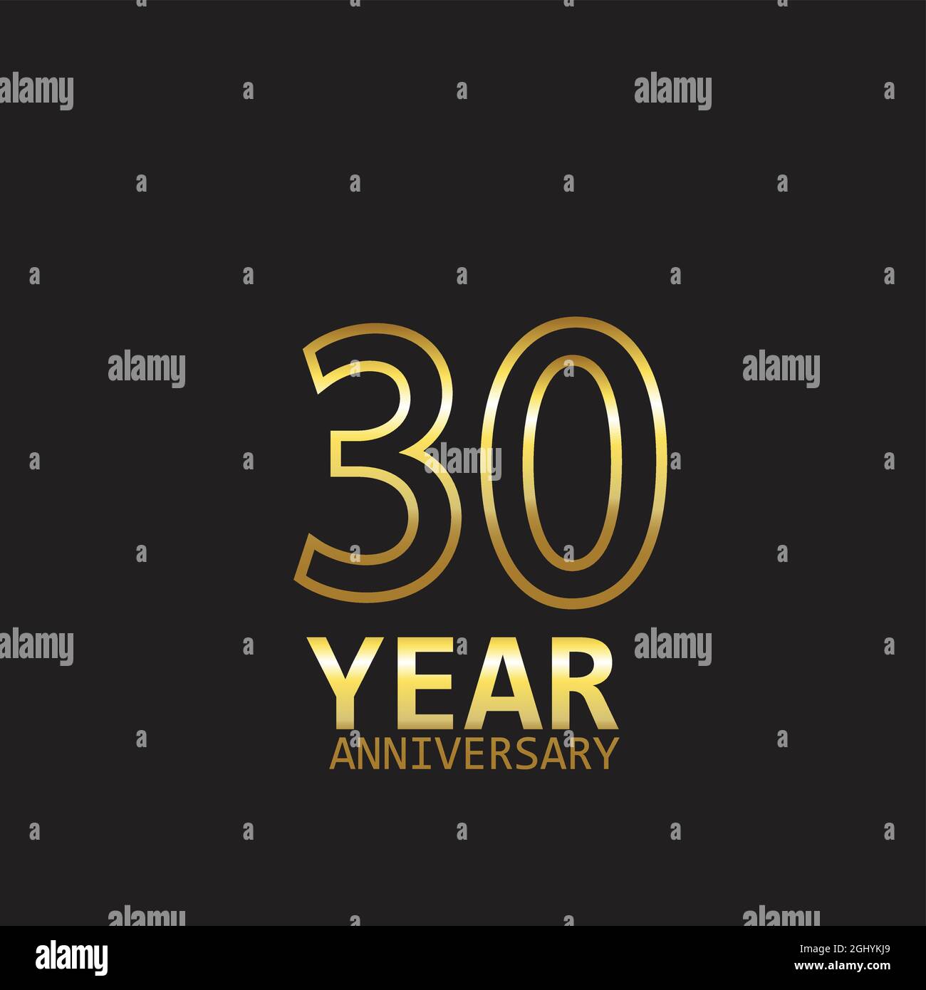 30 Year Anniversary Logo Vector Template Design Illustration gold and ...