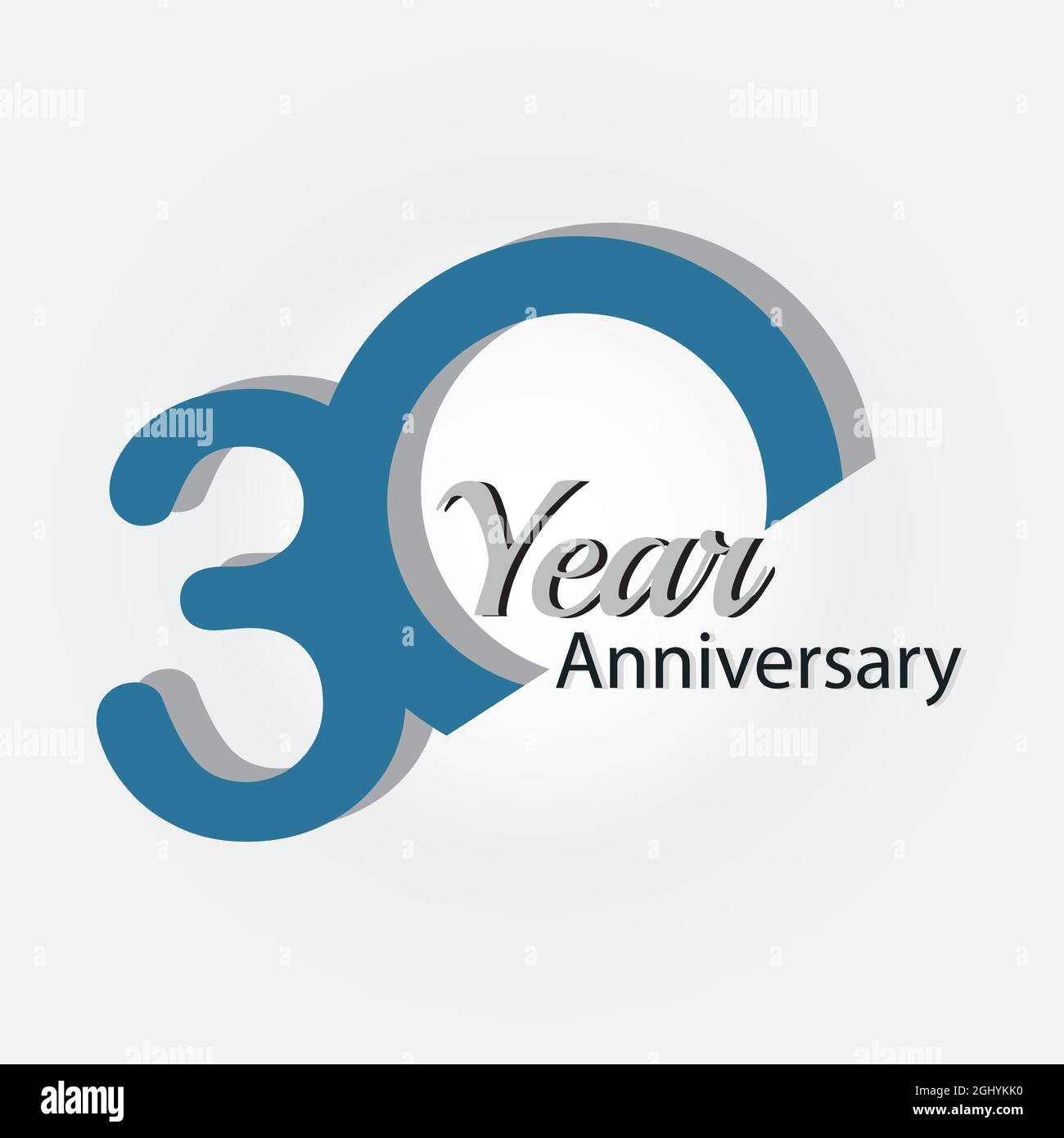 30 Year Anniversary Logo Vector Template Design Illustration blue and ...