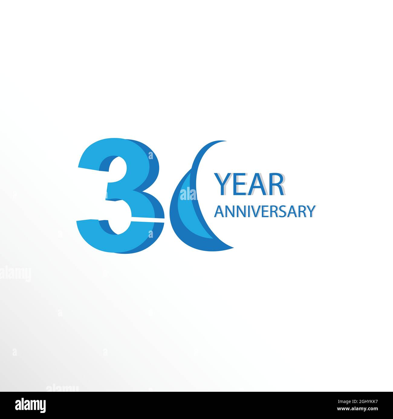 30 Year Anniversary Logo Vector Template Design Illustration blue and ...