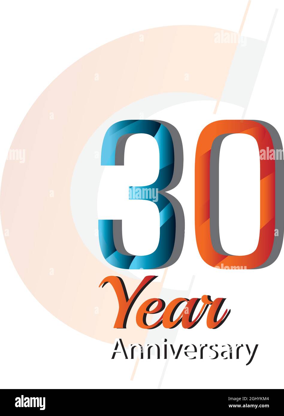 30 Year Anniversary Logo Vector Template Design Illustration blue and ...
