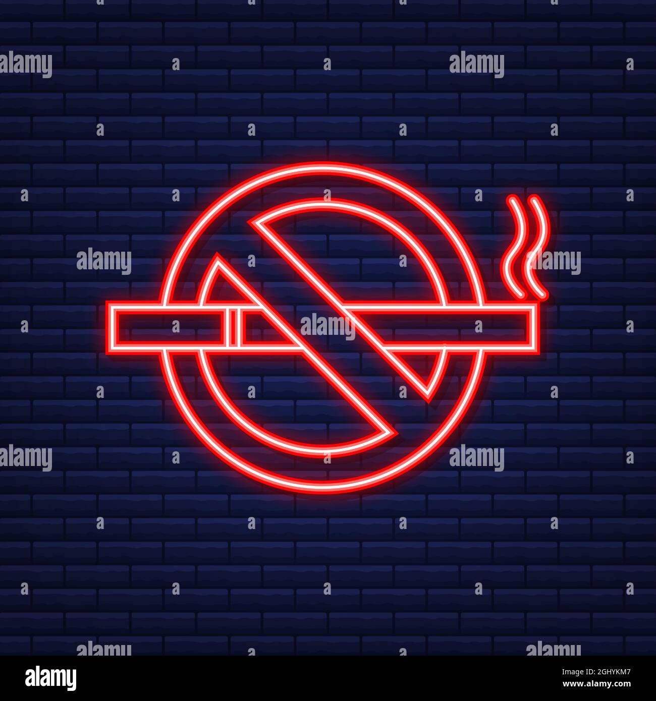 No smoking sign. Cigarette, great design for any purposes. Neon icon ...