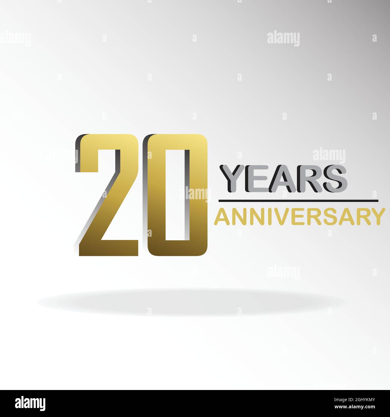 20 Year Anniversary Logo Vector Template Design Illustration gold and ...