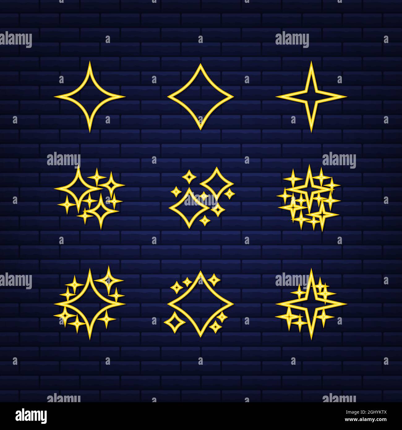 Gold sparkles symbols vector. Neon icon. The set of original vector ...