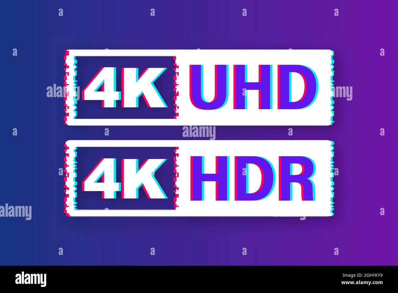 4K Ultra HD label. High technology. Glitch icon. LED television display ...