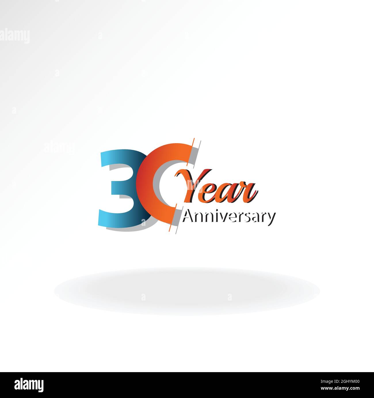30 Year Anniversary Logo Vector Template Design Illustration blue and ...