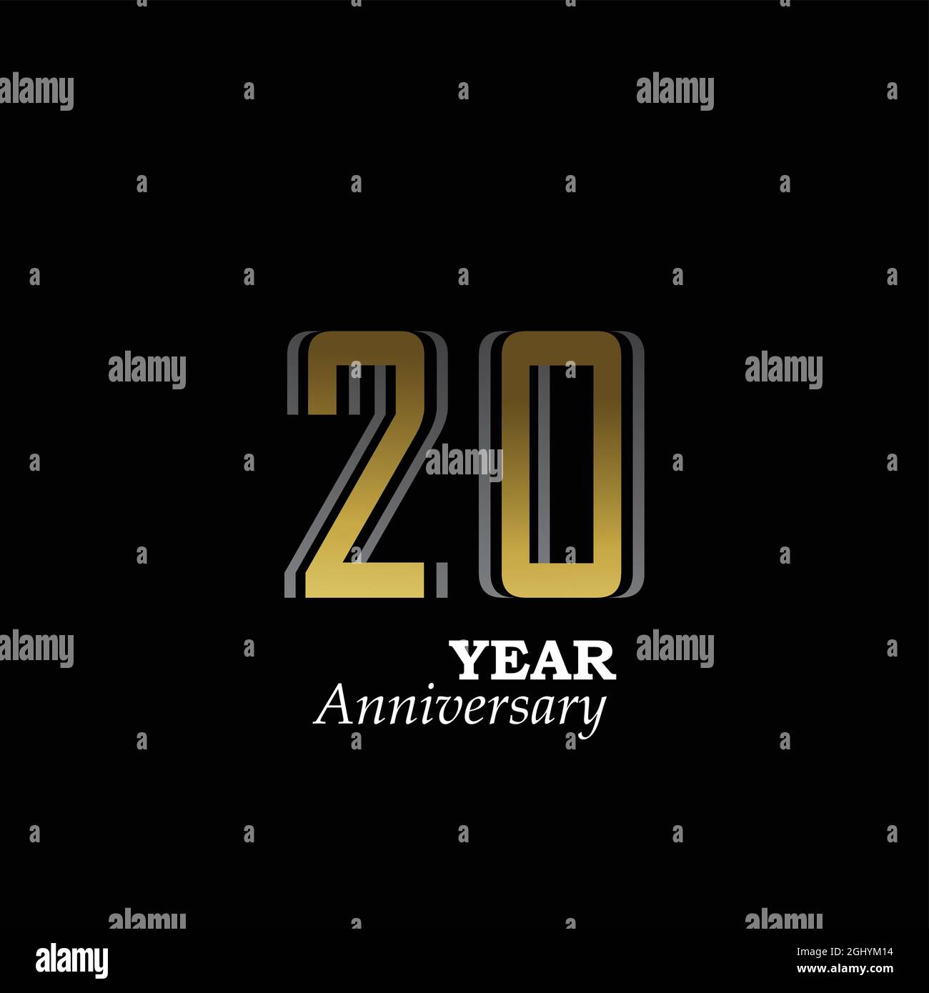 20 Year Anniversary Logo Vector Template Design Illustration gold and ...