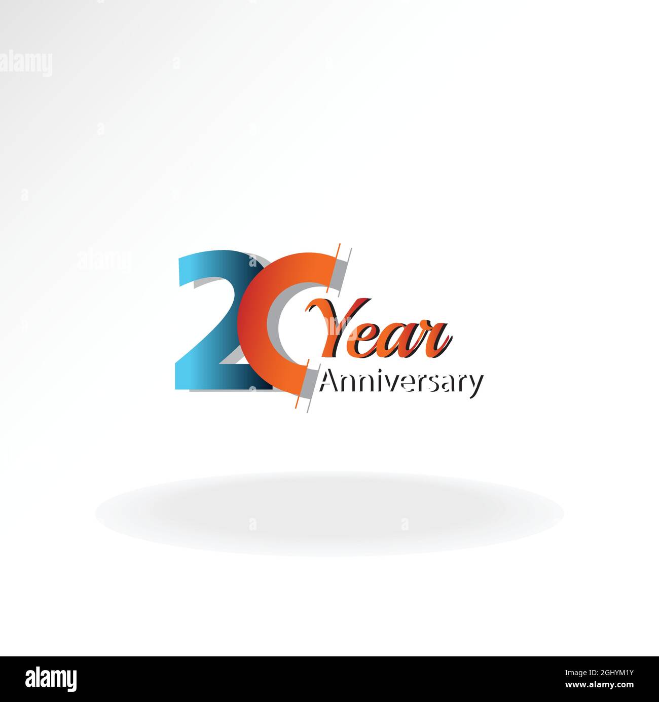 20 Year Anniversary Logo Vector Template Design Illustration blue and ...