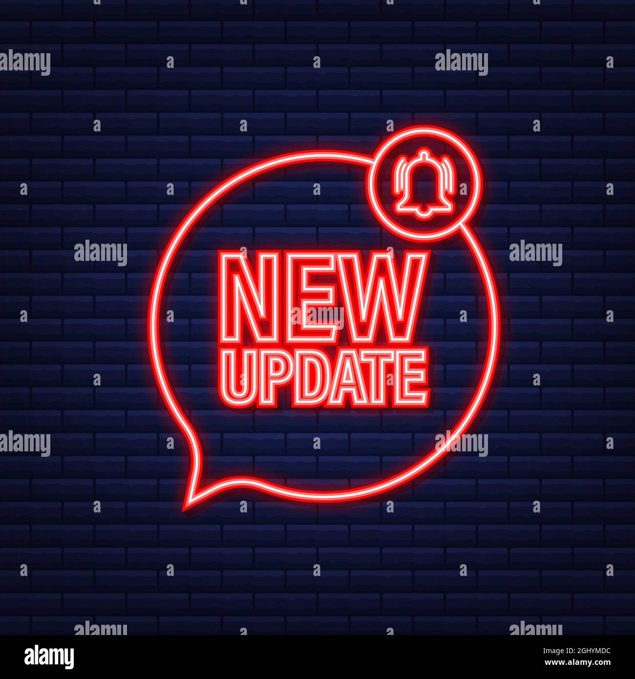 New update banner in modern style. Neon icon. Web design. Vector stock ...