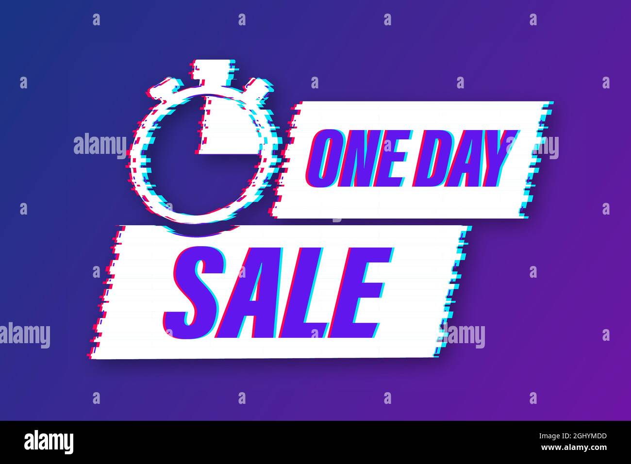 One day Sale banner badge. Glitch icon. Sale, price tag. Store label ...