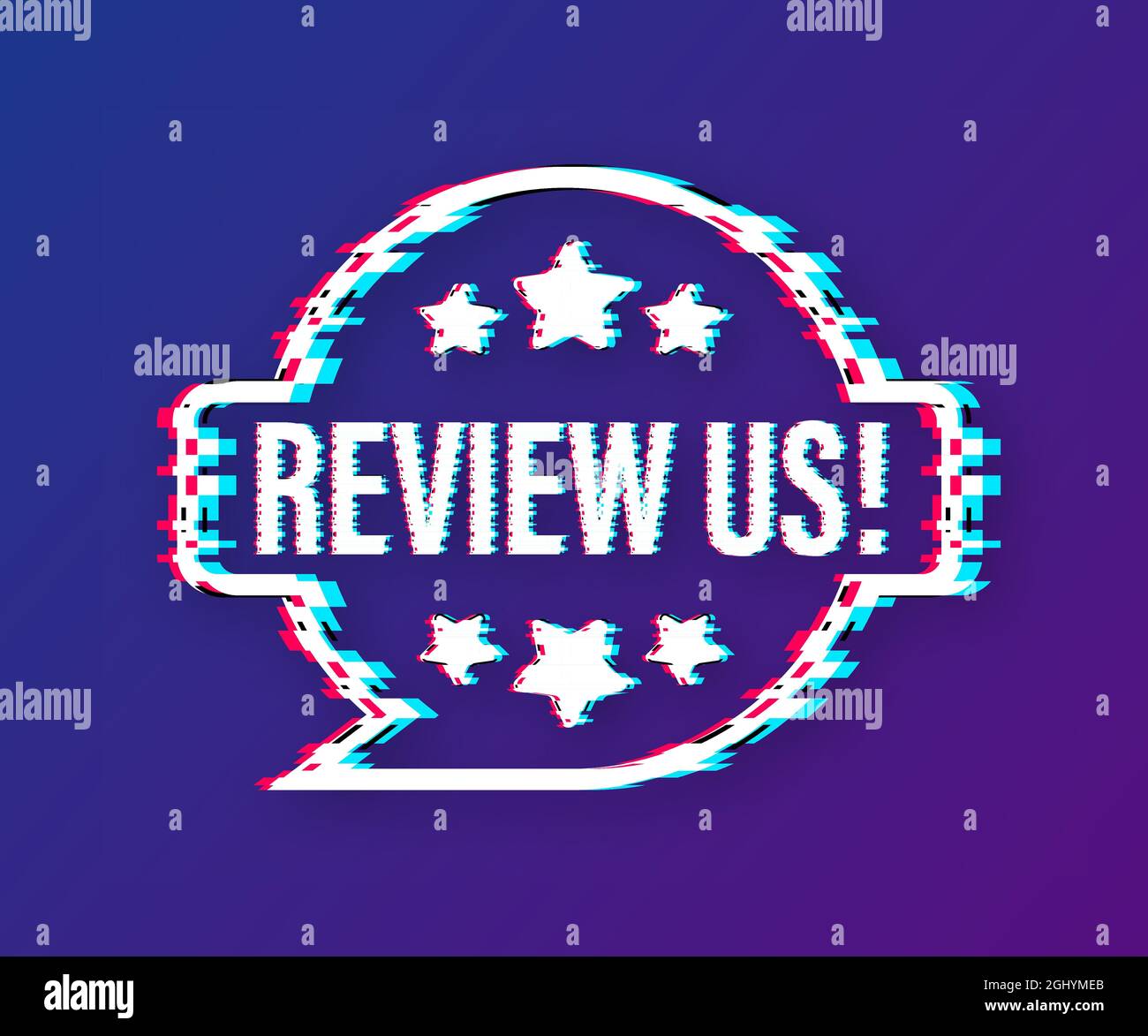 Review us user rating concept. Review and rate us stars glitch icon ...