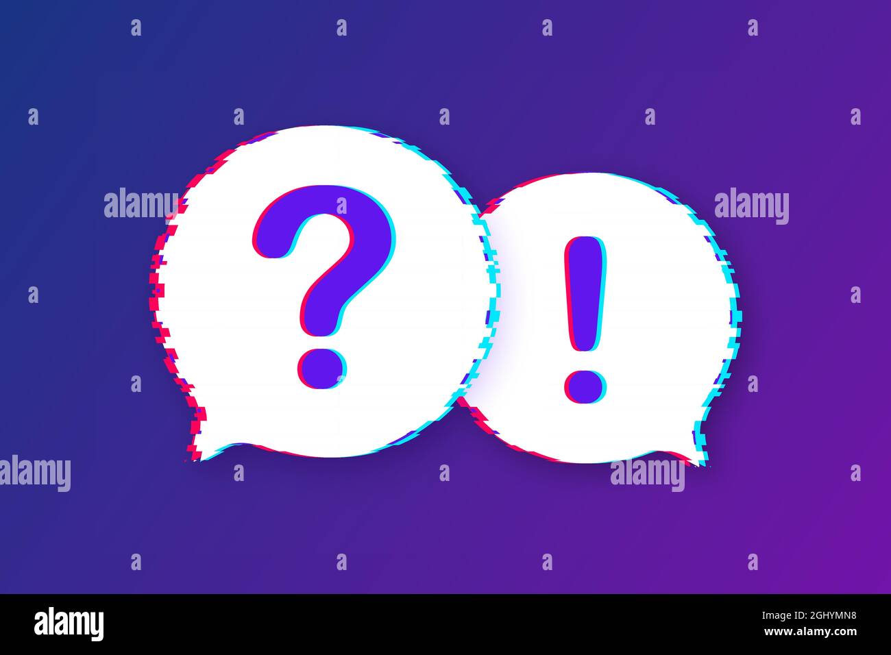Question and Answer banner. Glitch icon. Megaphone banner. Web design ...