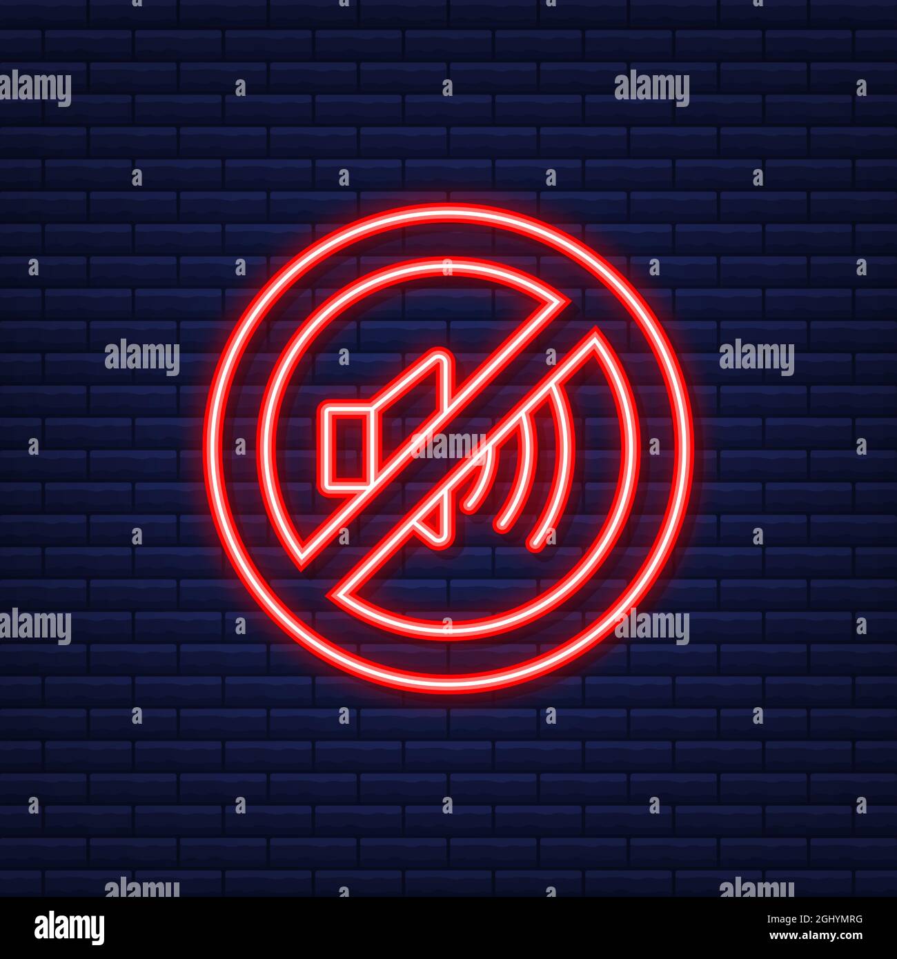 No sound phone. Neon icon. Telephone call. Cell phone icon. Vector ...