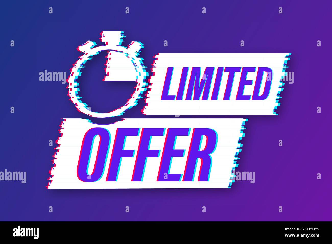 Limited Offer Labels. Alarm clock countdown logo. Glitch icon. Limited ...