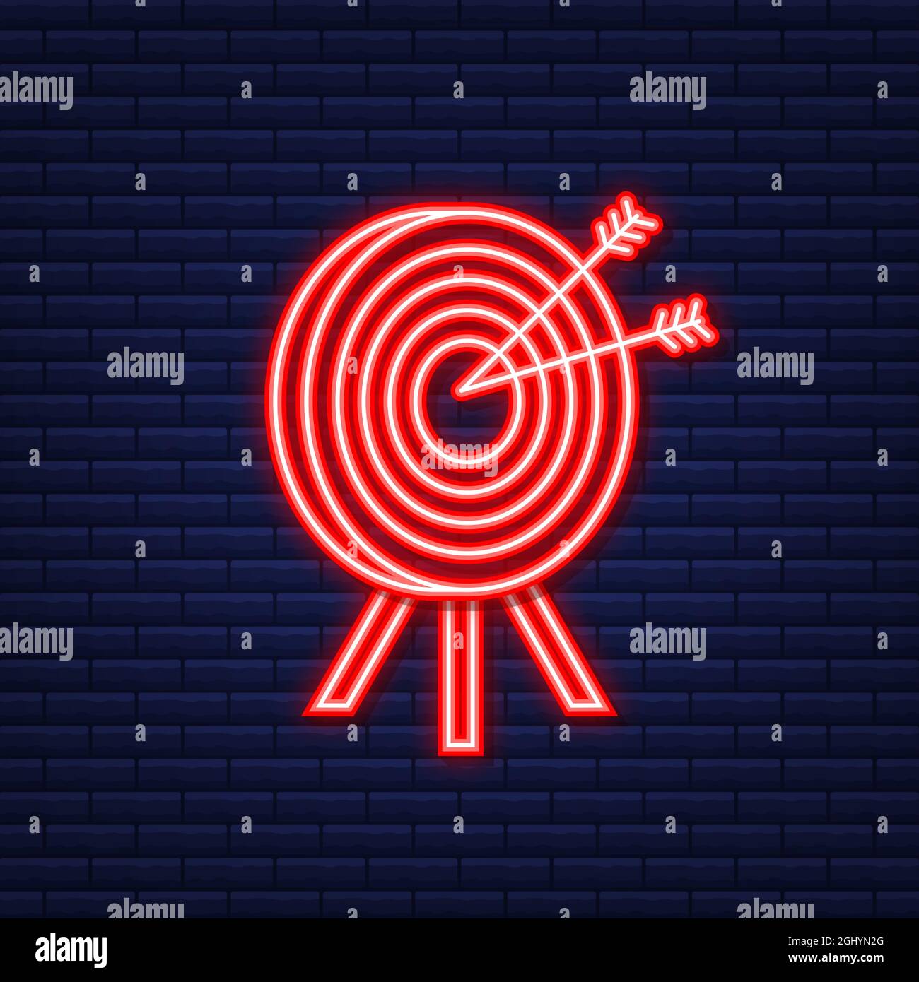 Target with an arrow icon concept market goal. Neon icon. Vector ...