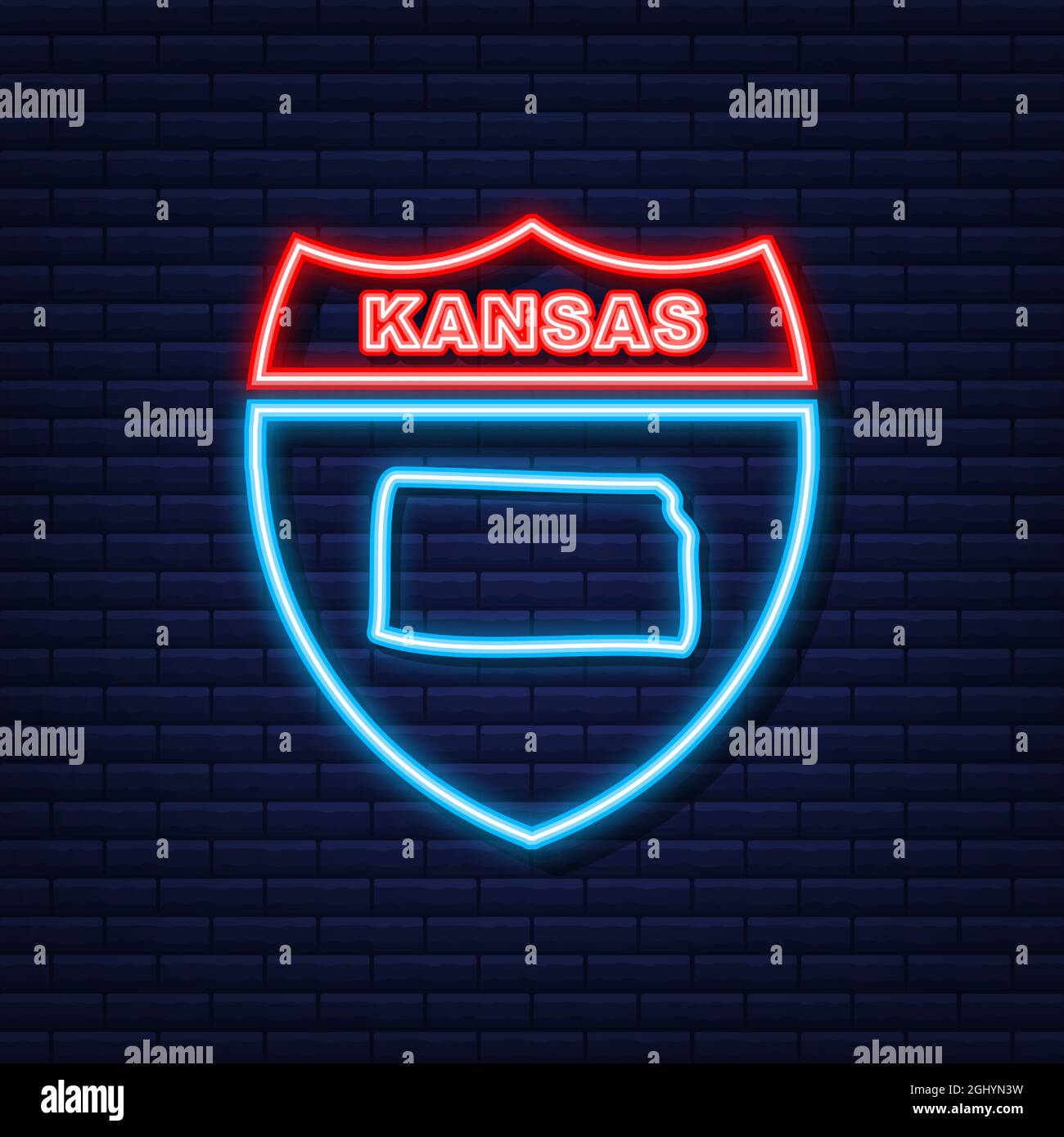 Kansas state map outline neon icon. Vector illustration Stock Vector ...