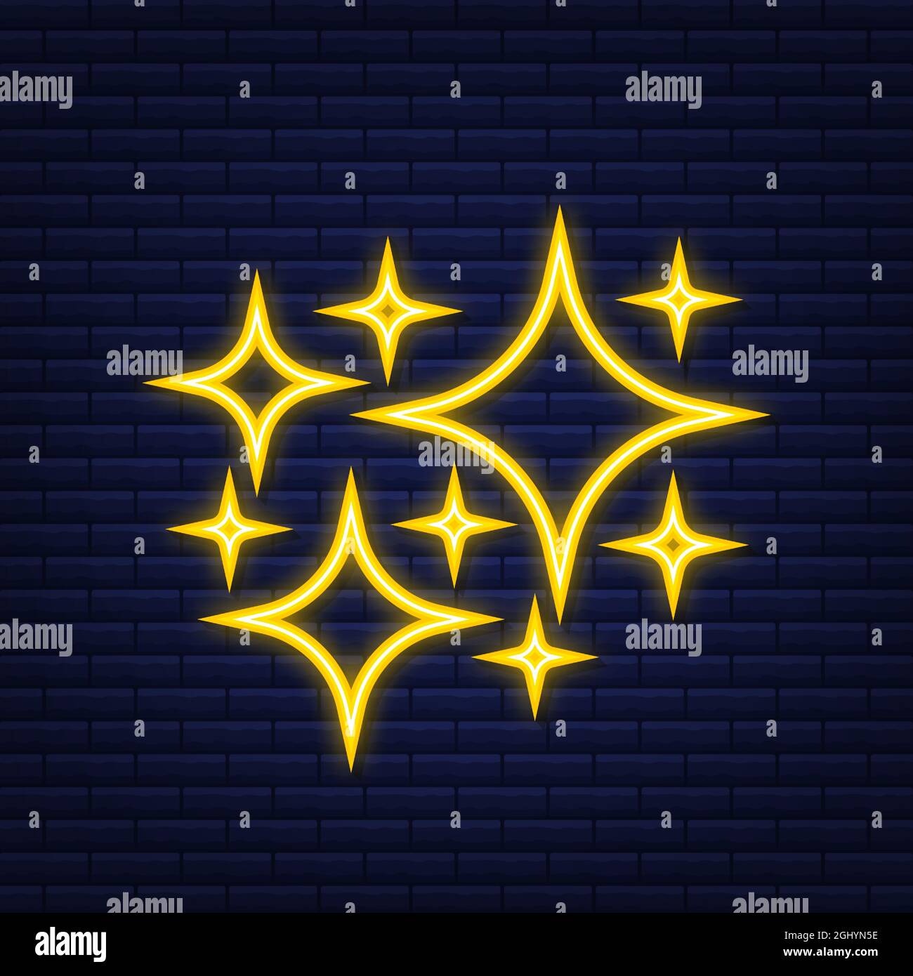 Gold sparkles symbols vector. Neon icon. The set of original vector ...