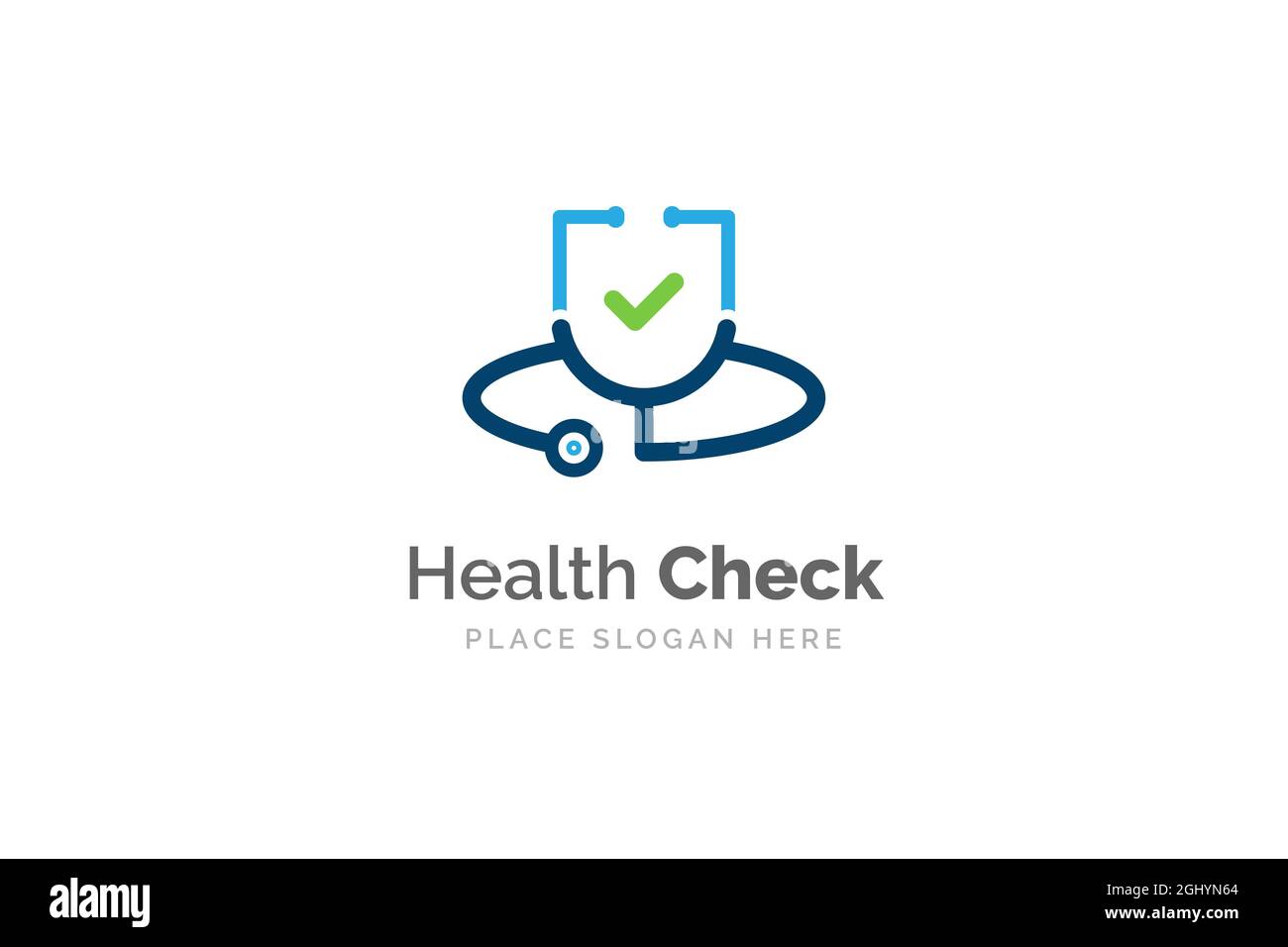 Health check logo design template. Stethoscope icon with checklist ...