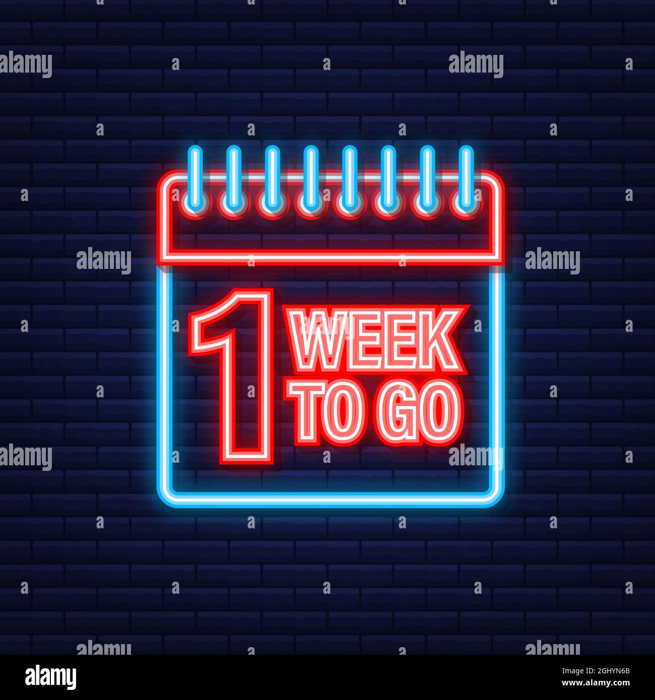 One week to go offer. Calendar icon. Neon icon. Vector stock ...