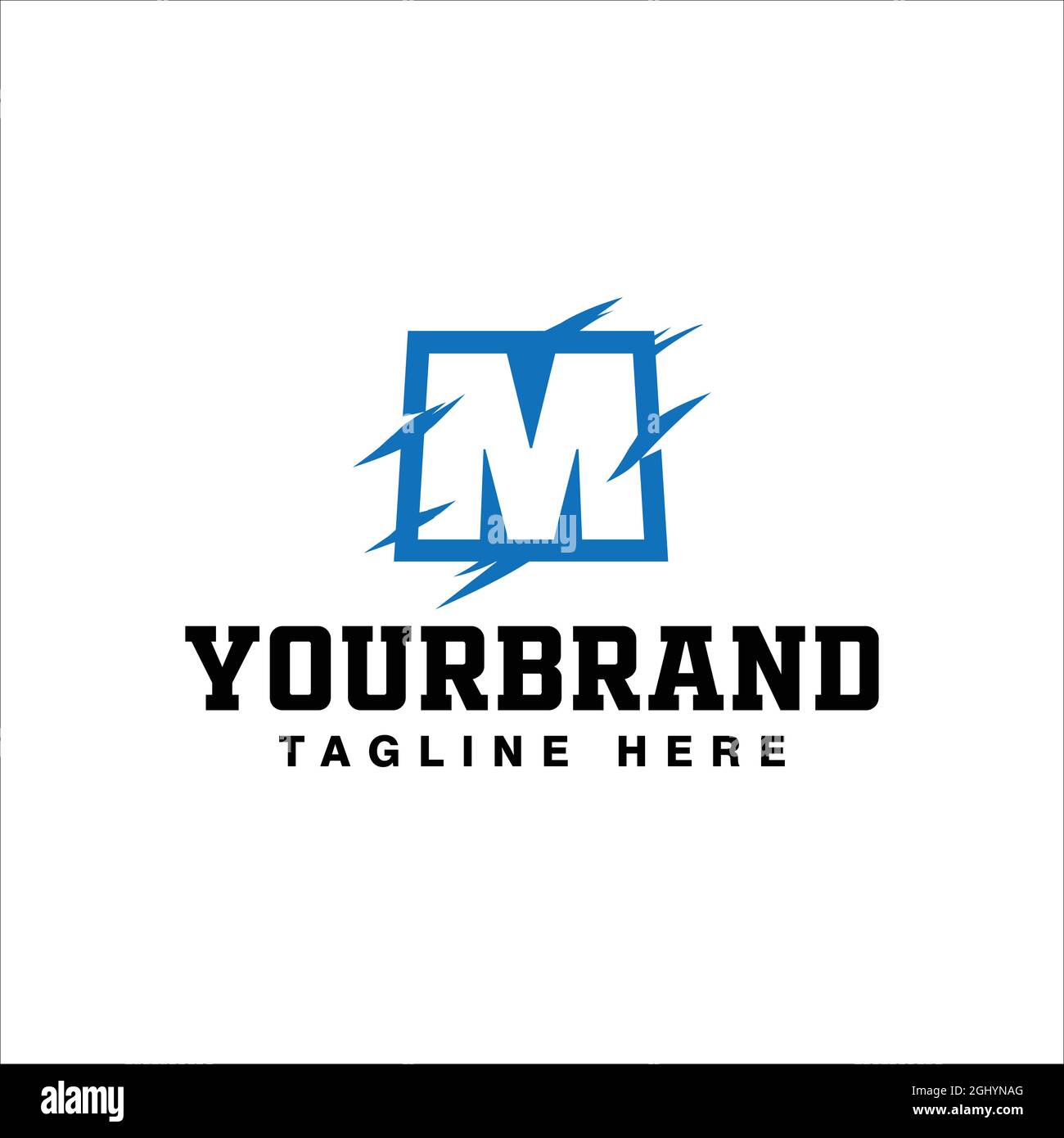 letter M icon in blue color, scratch effect. modern template logo ...