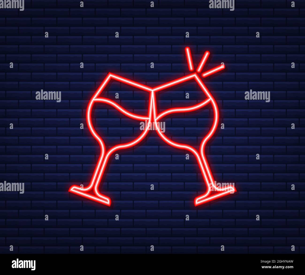 The wineglass icon. Goblet symbol. Neon style. Vector illustration ...