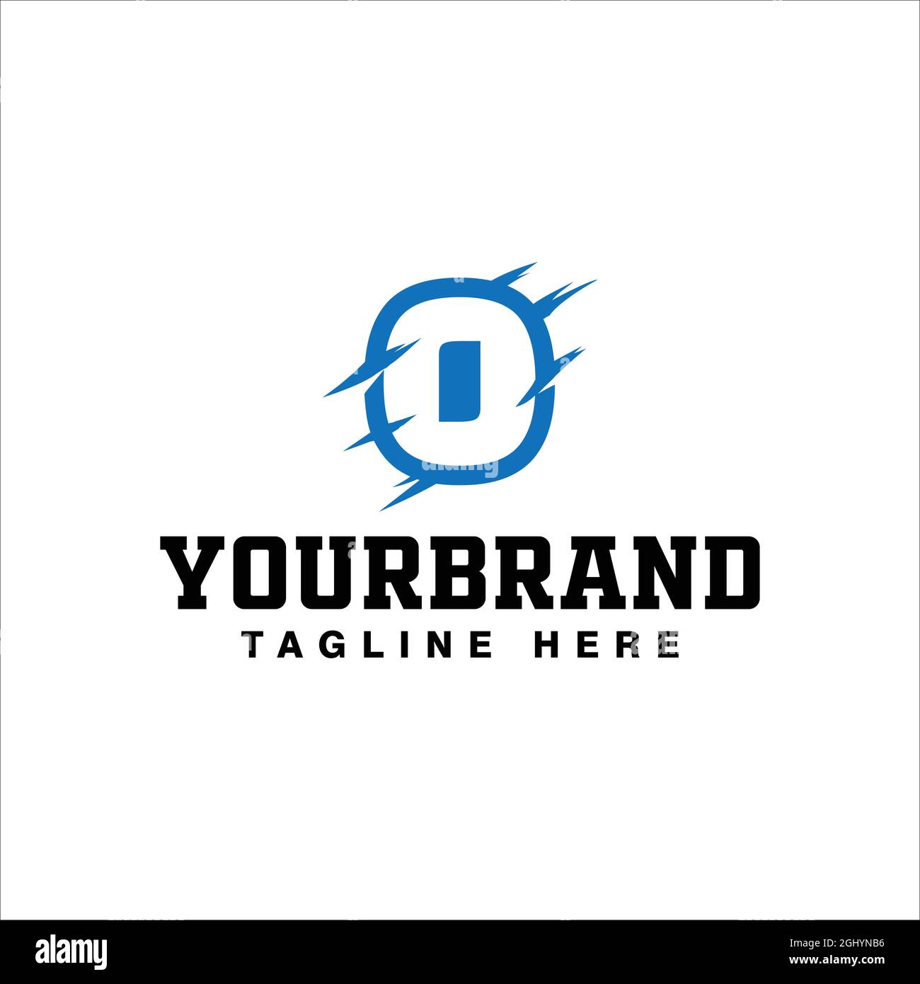 Blue Letter O Logo Design With Claw Scratch Vector Illustration Stock ...