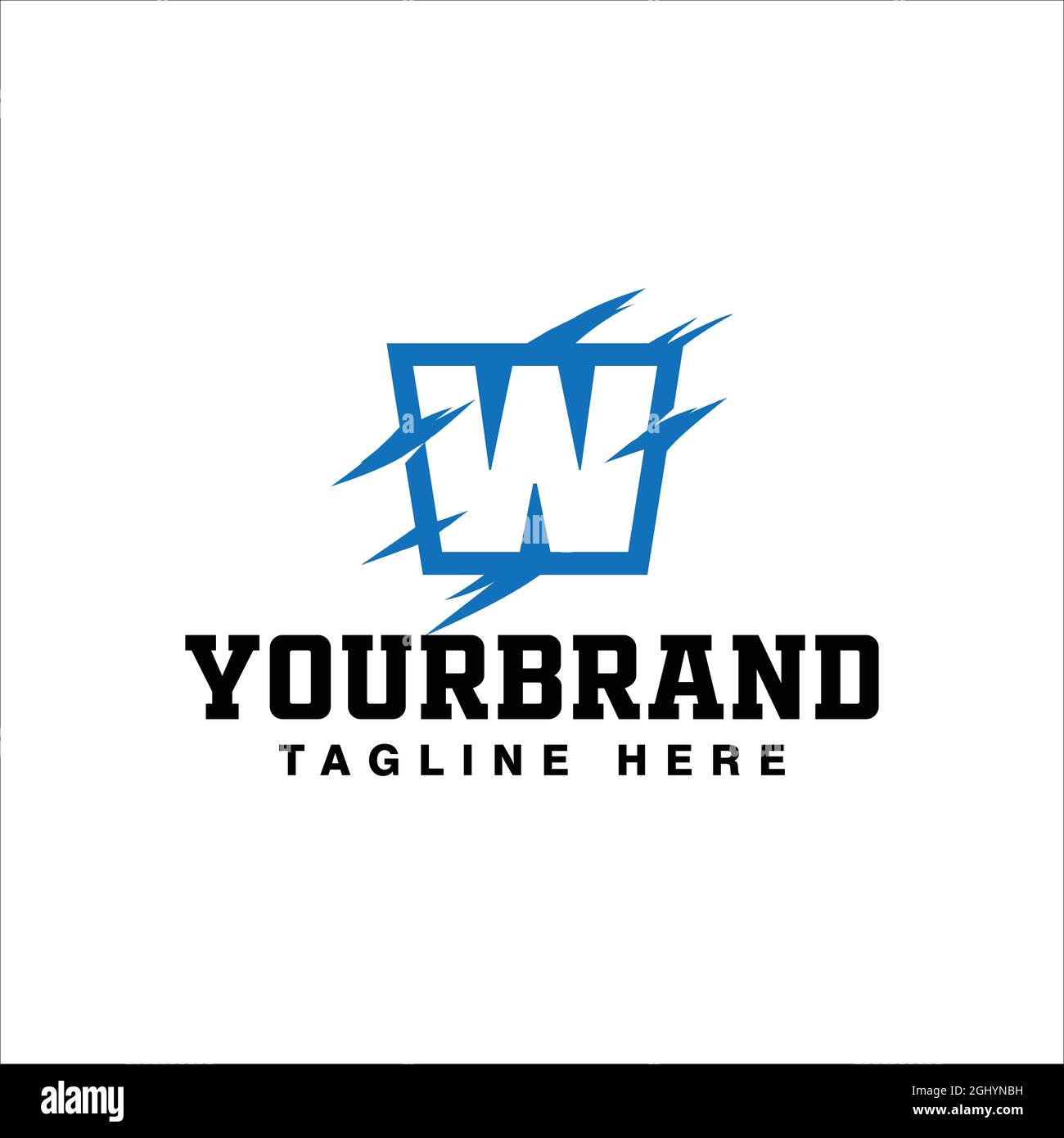 Letter W Logo Design With Modern Vector Illustration with Blue Paws ...