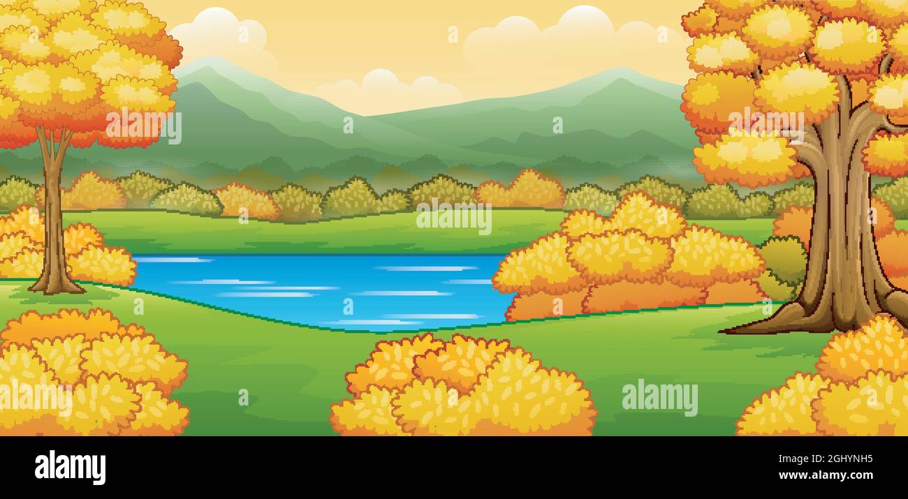 Autumn trees woodland in Stock Vector Images - Alamy