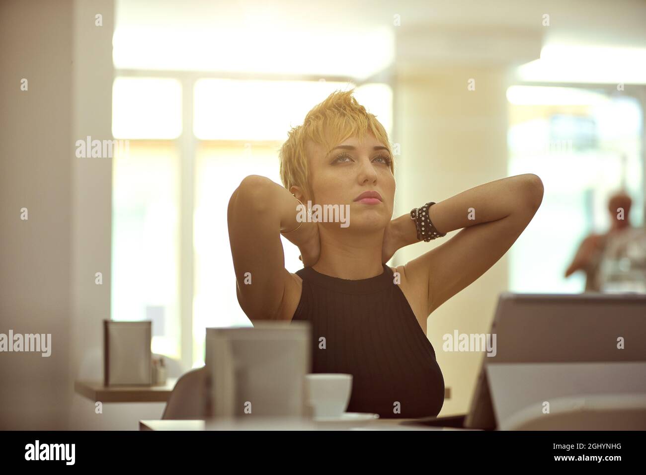 Woman working behind bar in hi-res stock photography and images - Alamy