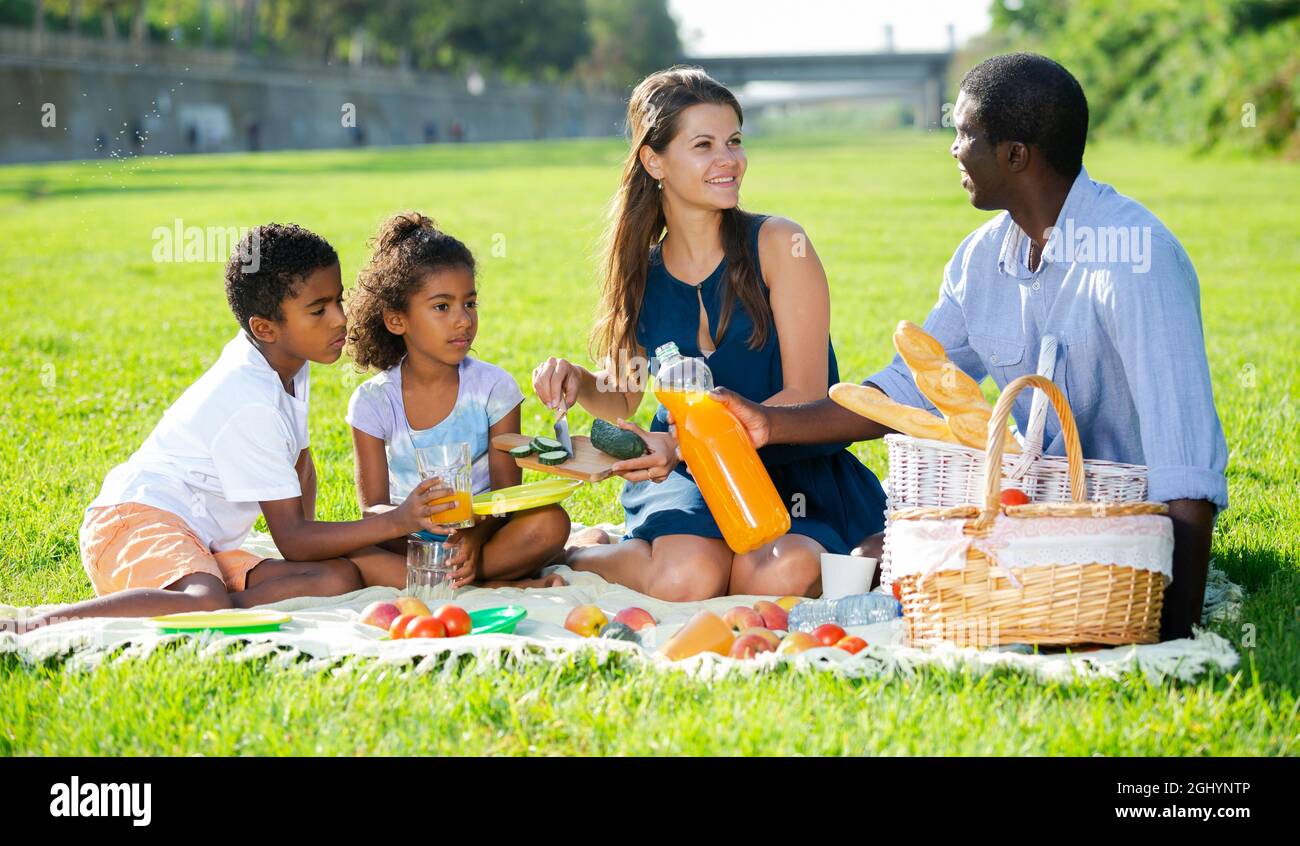 Interracial family picnic hi-res stock photography and images - Alamy