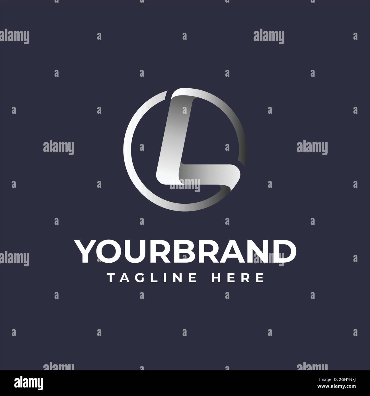 letter L circle logo elegant silver dark background with vector ...