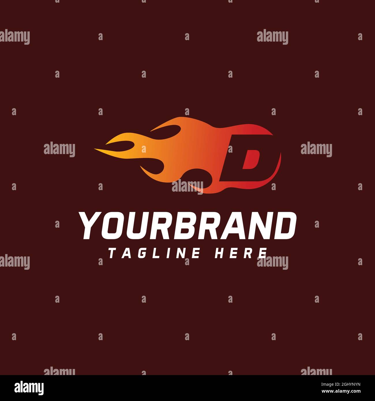 initial letter d with fire effect, modern design with vector ...