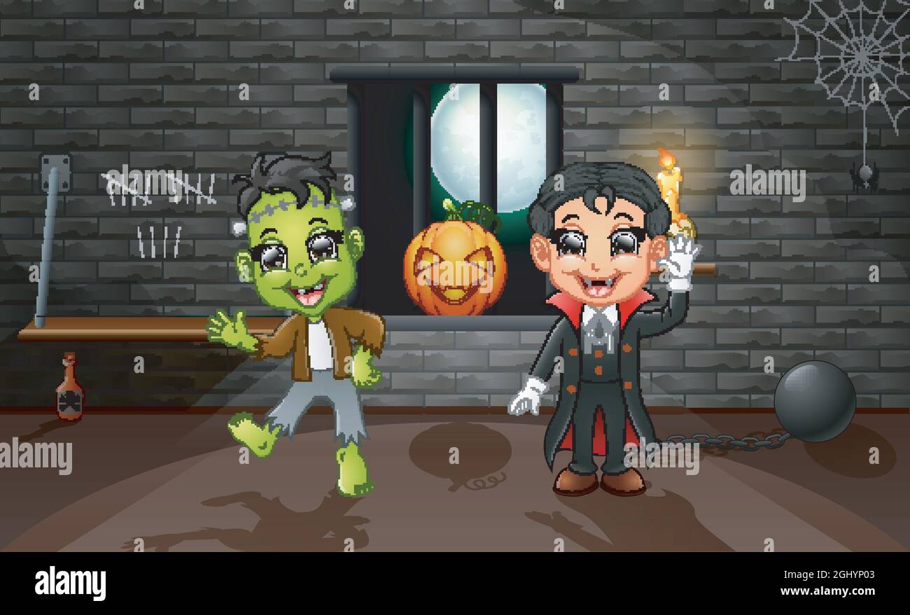 Cartoon of vampire and frankenstein Stock Vector Image & Art - Alamy