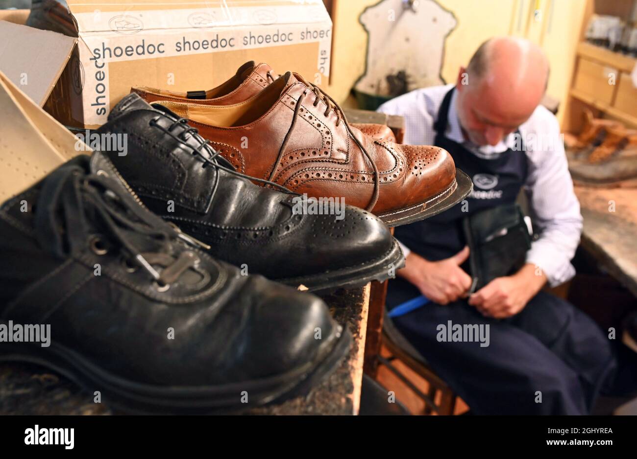 Baden Baden, Germany. 06th Sep, 2021. Shoes of flood victims stand on a ...