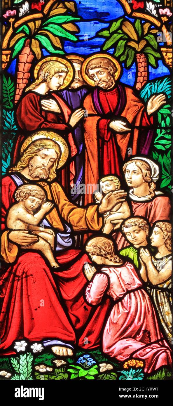Jesus children stained glass hi-res stock photography and images - Alamy