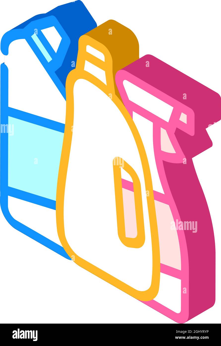 domestic chemical and detergent liquid department isometric icon vector ...