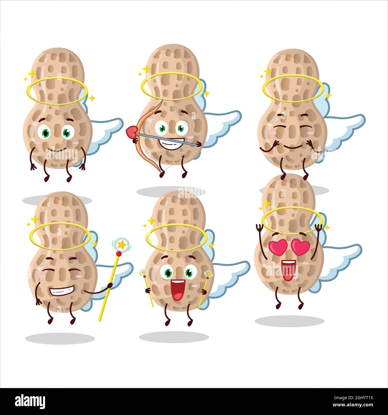 Peanut cartoon designs as a cute angel character. Vector illustration ...