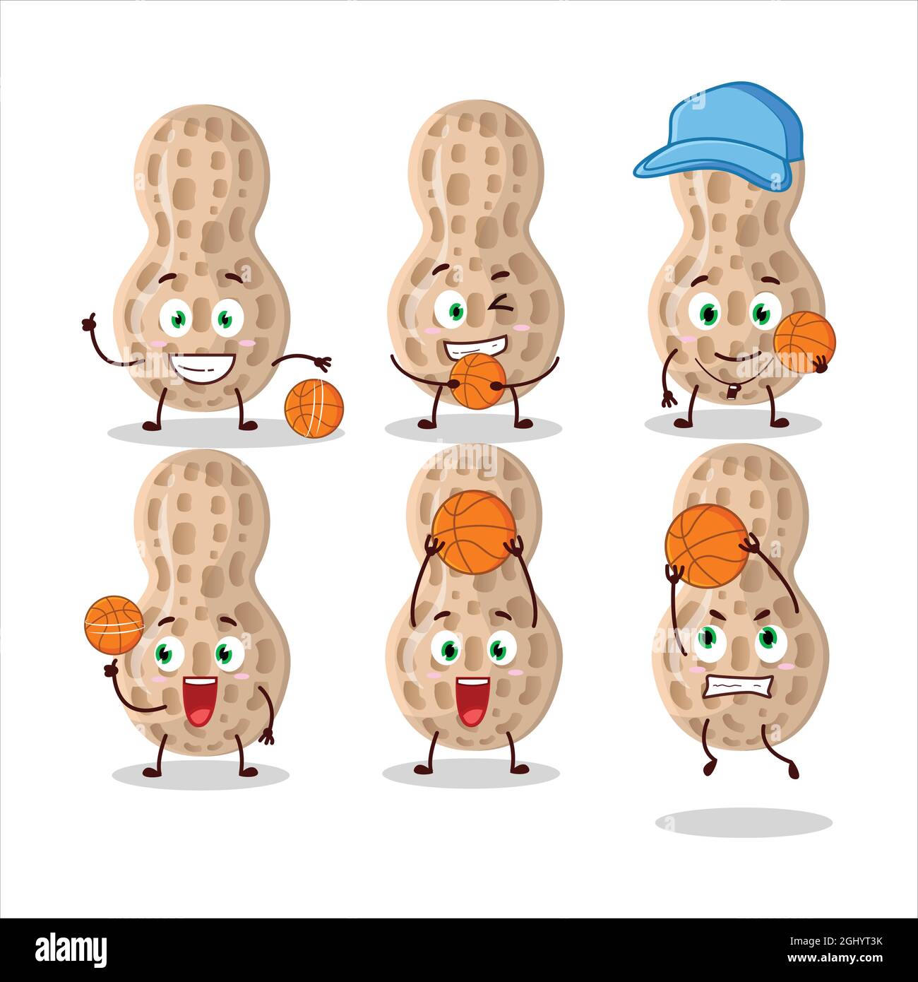 Talented peanut cartoon character as a basketball athlete. Vector ...