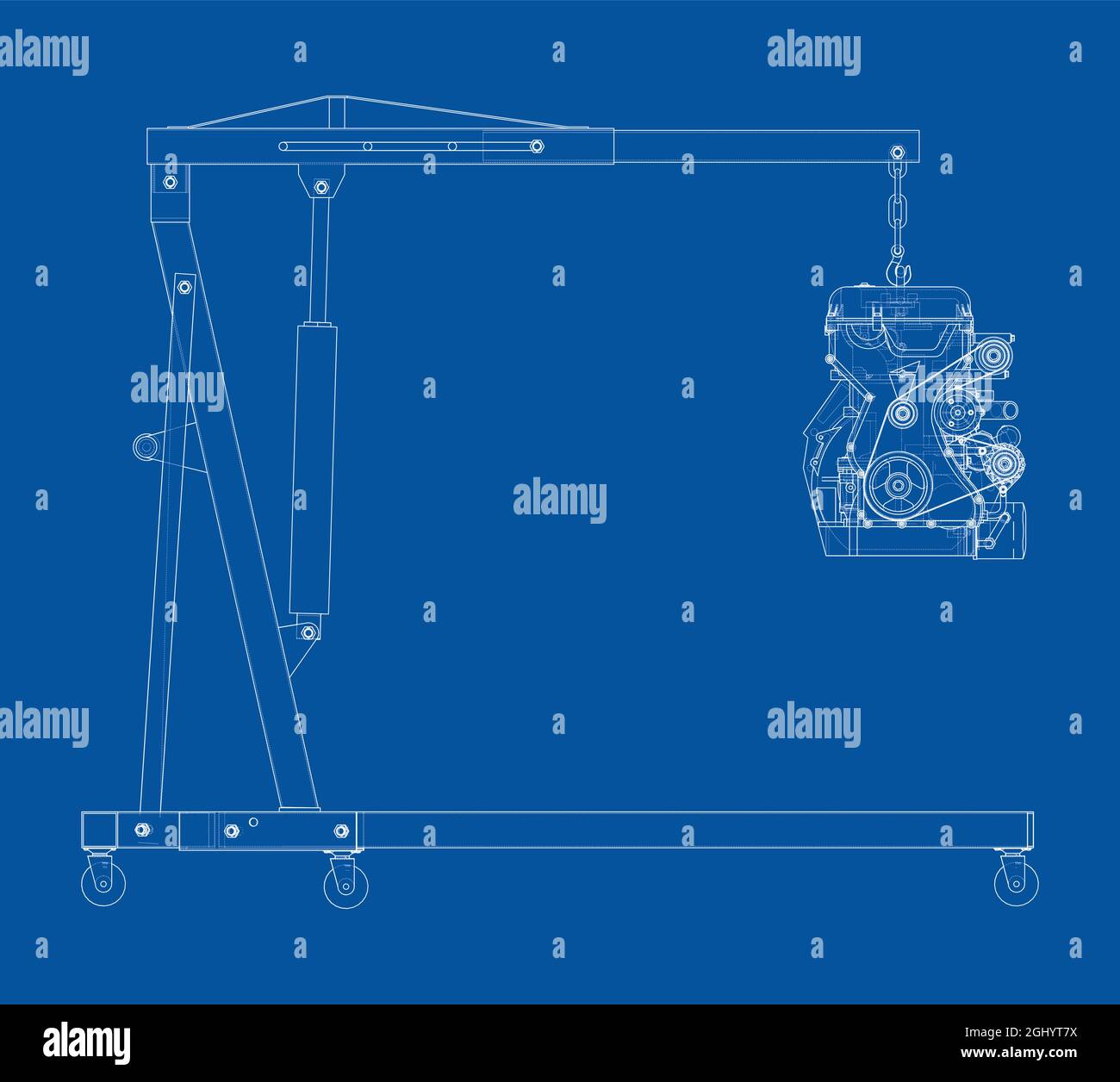 Engine hoist with engine. Vector Stock Vector Image & Art - Alamy