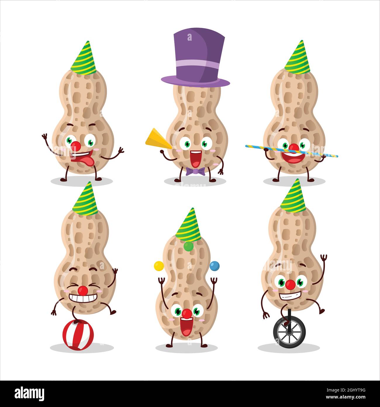 Cartoon character of peanut with various circus shows. Vector ...