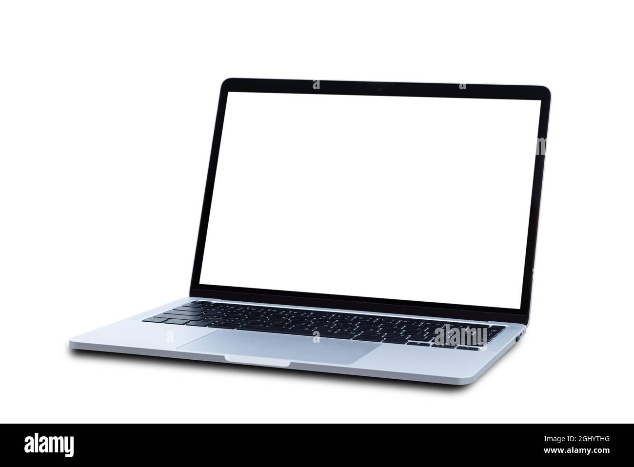 Laptop computer with blank screen isolated on white background Stock ...