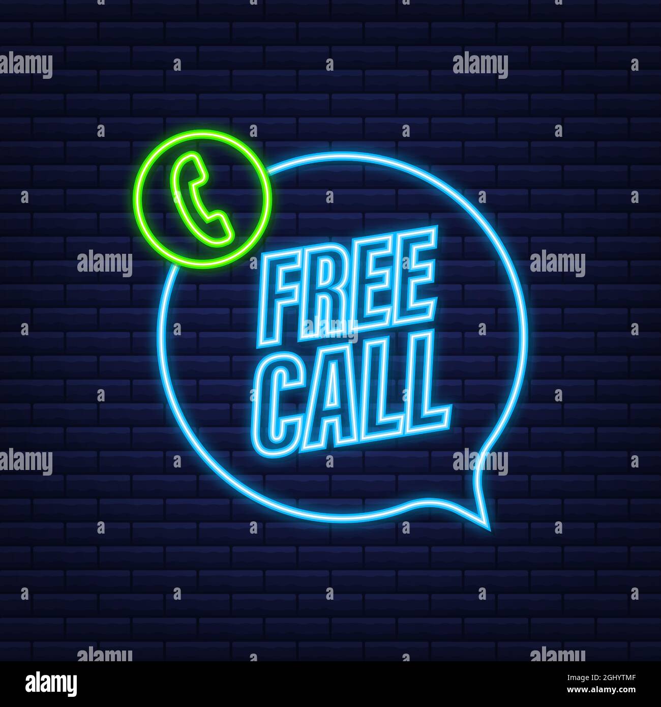Free call. Information technology. Telephone neon icon. Customer ...