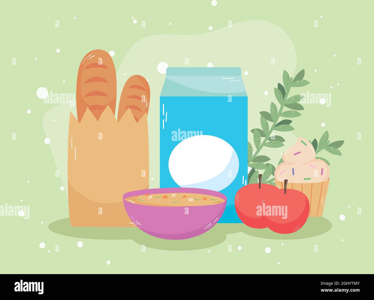 milk box and apples home food Stock Vector Image & Art - Alamy