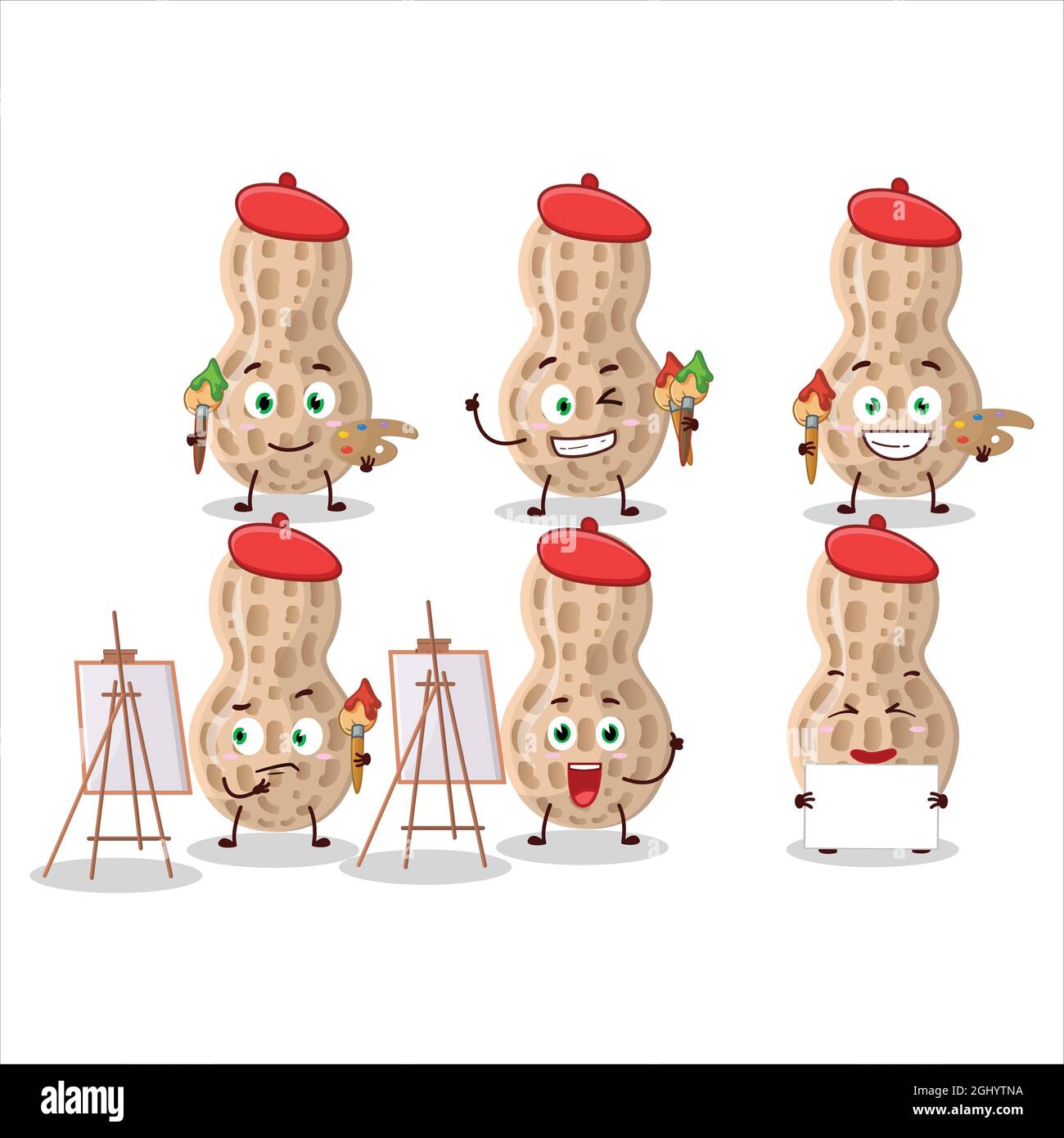 Artistic Artist of peanut cartoon character painting with a brush ...
