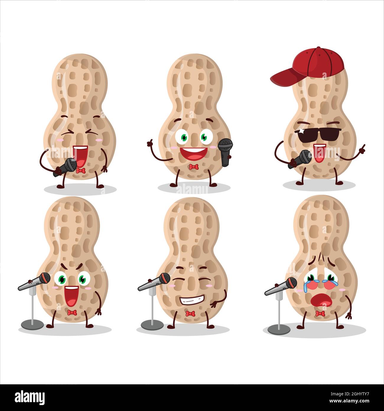 A Cute Cartoon design concept of peanut singing a famous song. Vector ...